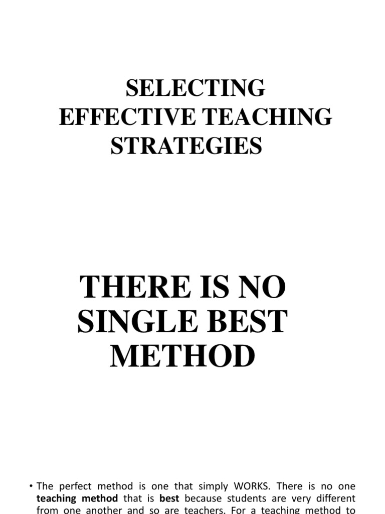 Selecting Effective Teaching Strategies: A Consideration of ...