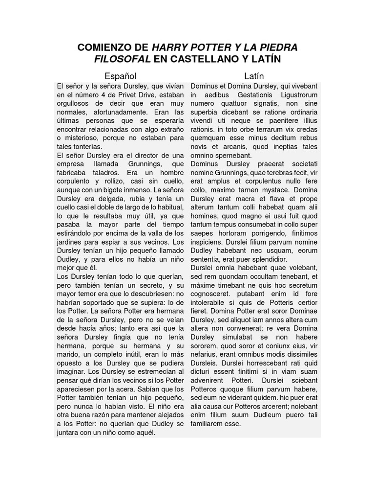 Harry Potter y La Piedra Filosofal | PDF