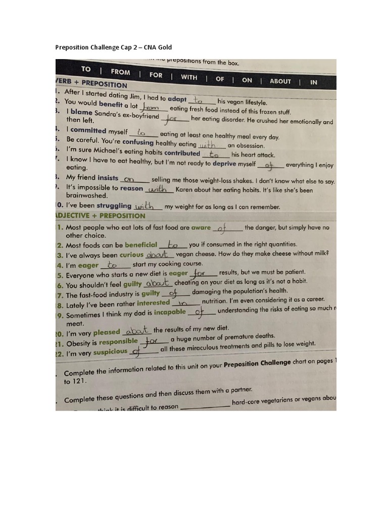 Preposition Challenge Cap 2 | PDF