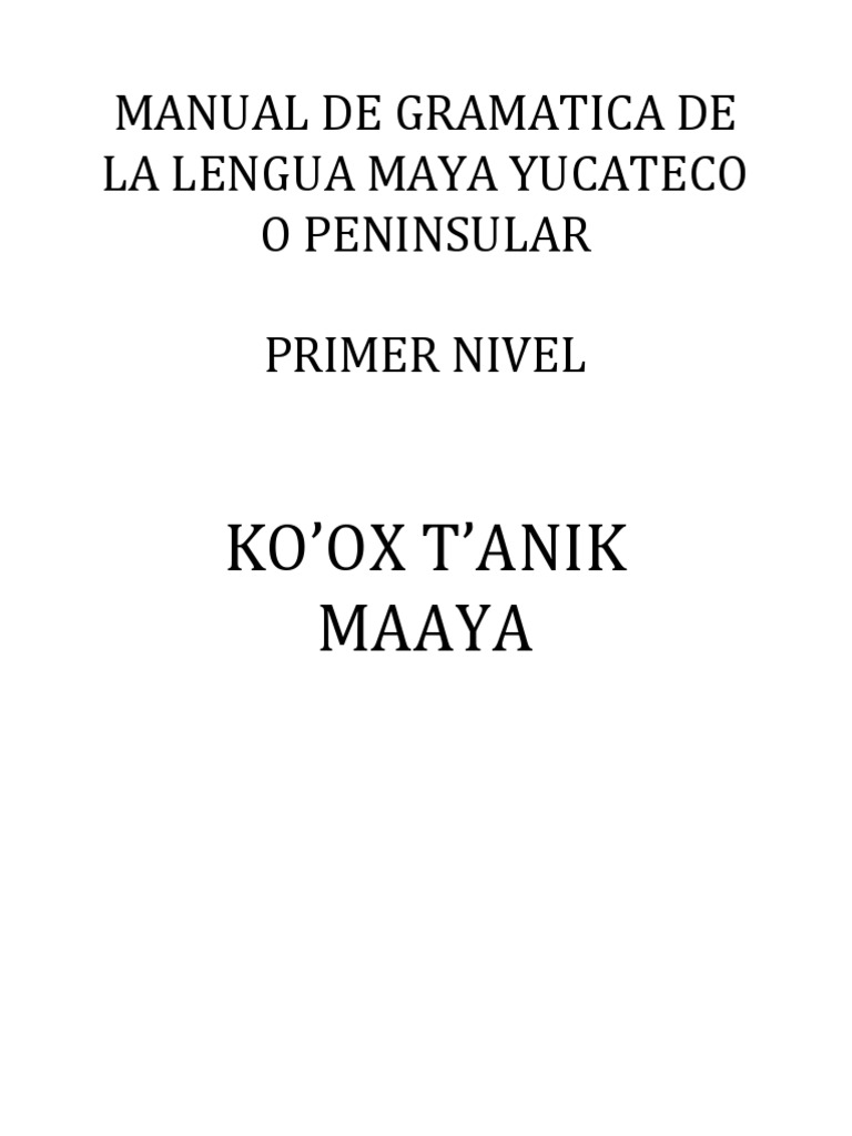 Gramática de la Lengua Maya Yucateca | PDF | Verbo | Plural