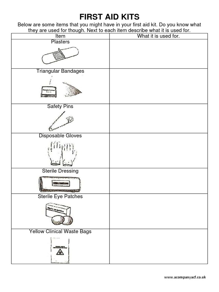 First Aid Kit Worksheet | PDF | Science & Mathematics | Computers