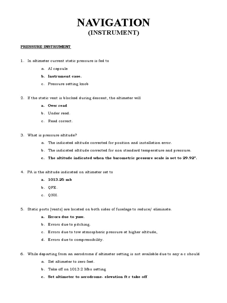 Air Nav | PDF | Compass | Altimeter