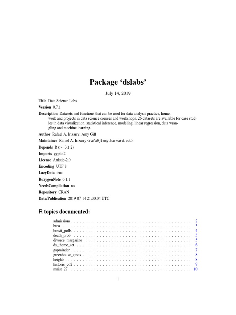 Package Dslabs': R Topics Documented | PDF | Opinion Poll | Stars