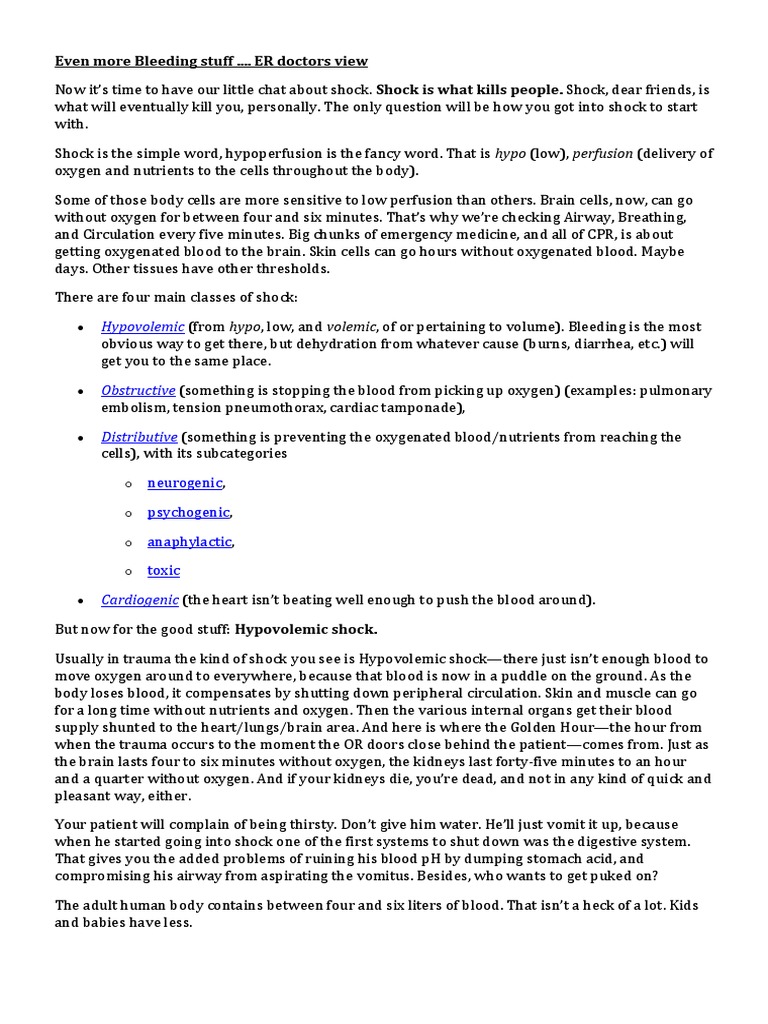 Even More Bleeding Stuff | PDF | Shock (Circulatory) | Thrombosis