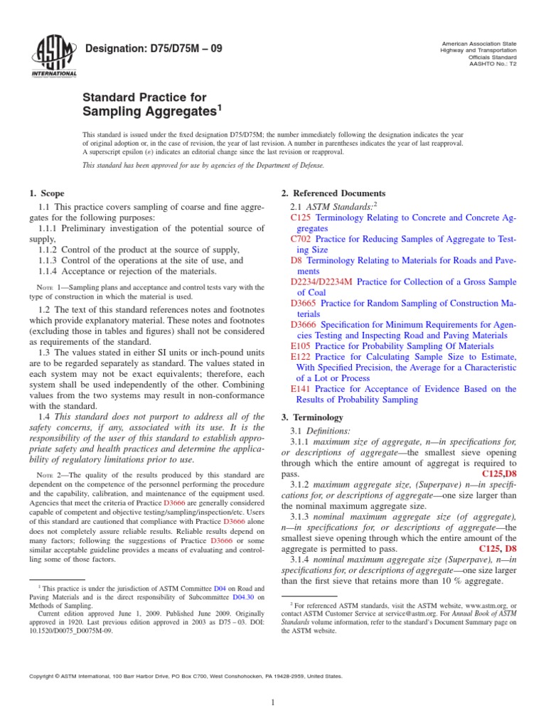 Sampling Aggregates: Standard Practice For | PDF | Construction ...