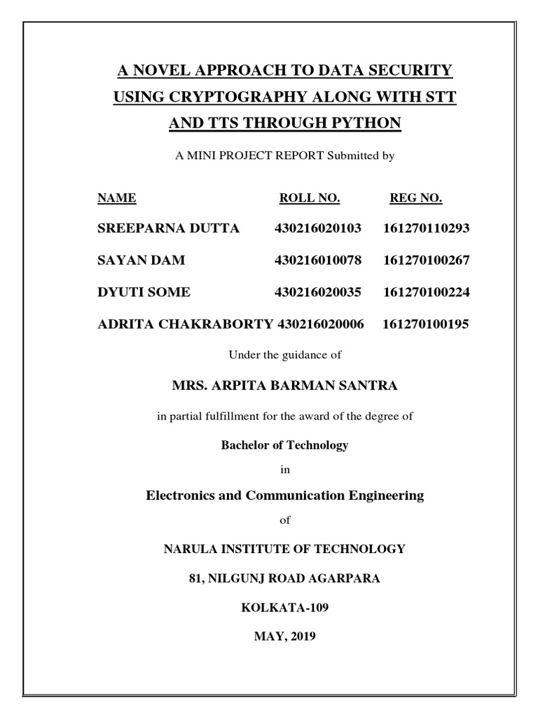 Mini Project Report Pdf Pdf Key Cryptography Cryptography