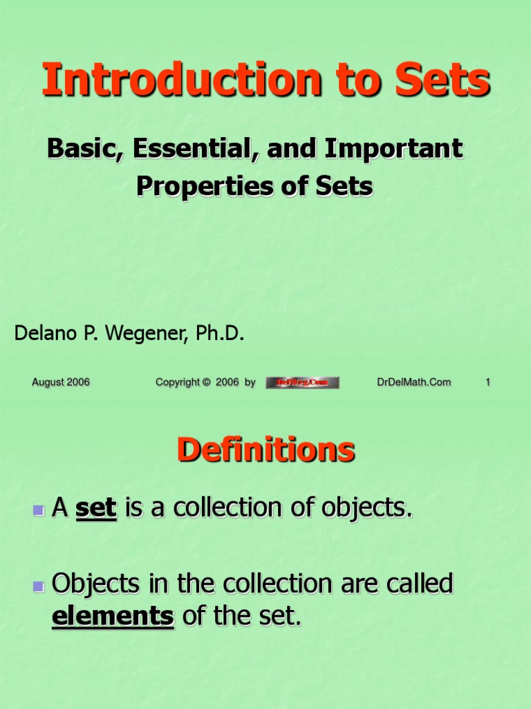 Introduction To Sets: Basic, Essential, and Important Properties of ...