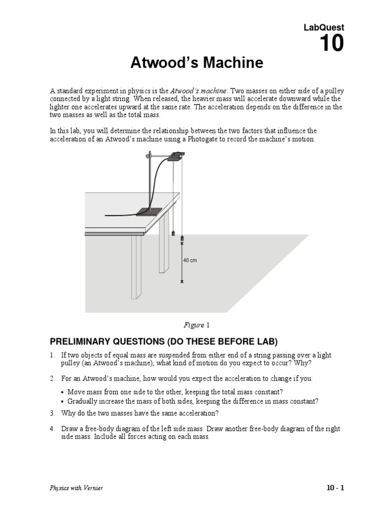 Atwood'S Machine: Labquest | Download Free PDF | Mass | Acceleration