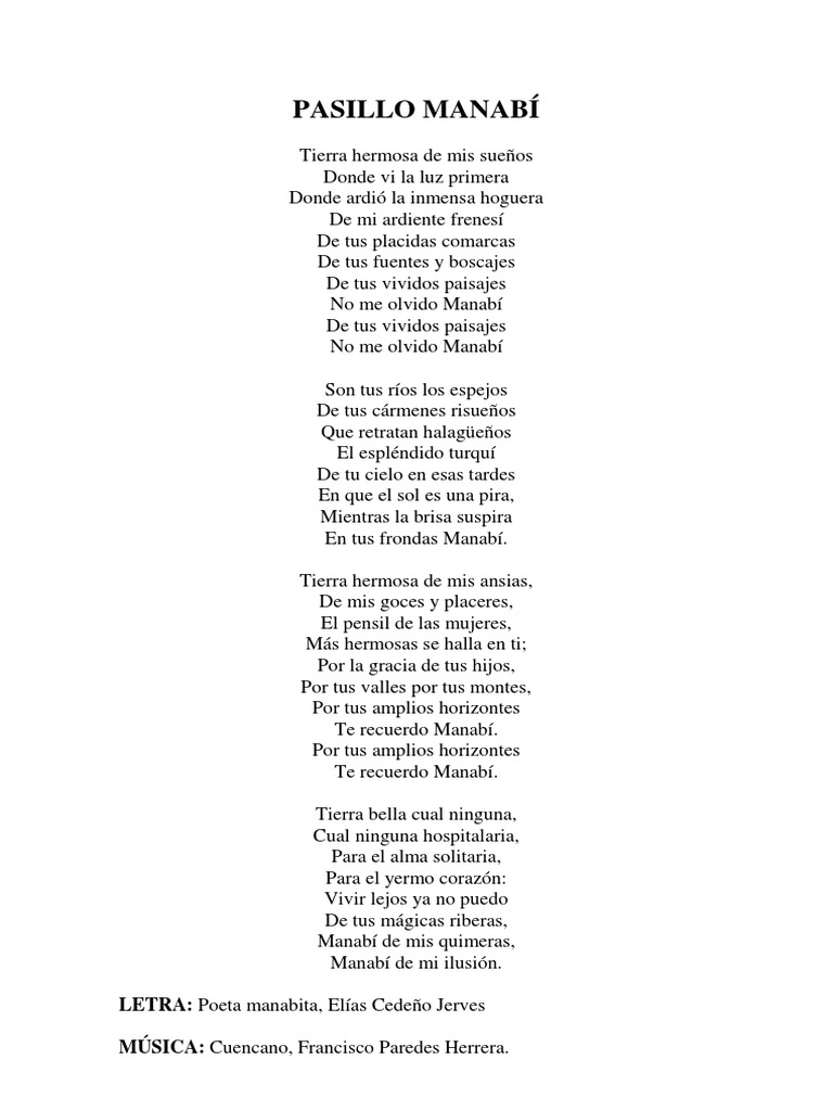 Pasillo Manabí e Himno A Manabi | PDF