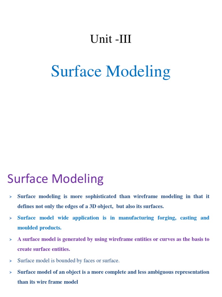 Unit III Surface Modelling | PDF | Vector Space | Manifold