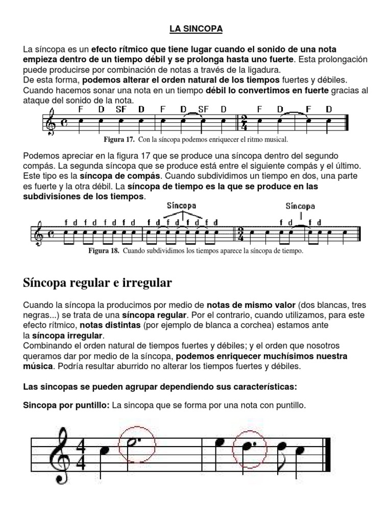 Tipos y Ejemplos de Síncopa Musical | PDF | Artes del Lenguaje y ...