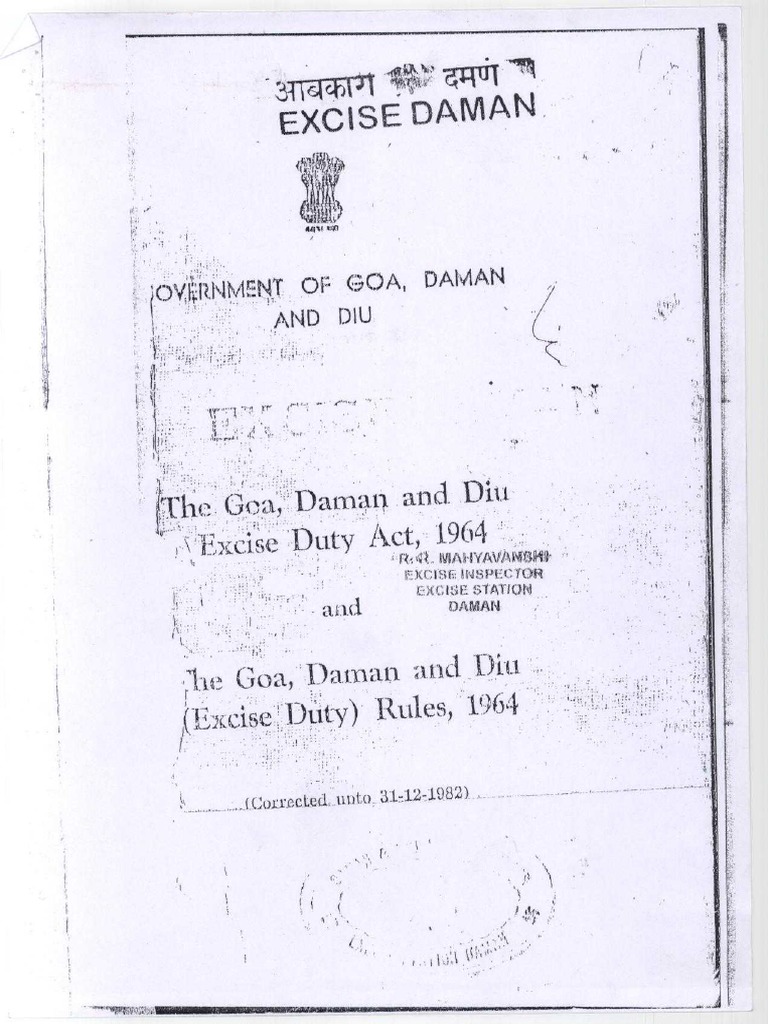 The Goa, Daman and Diu Excise Duty Act & Rules 1964 | PDF | Cocaine ...