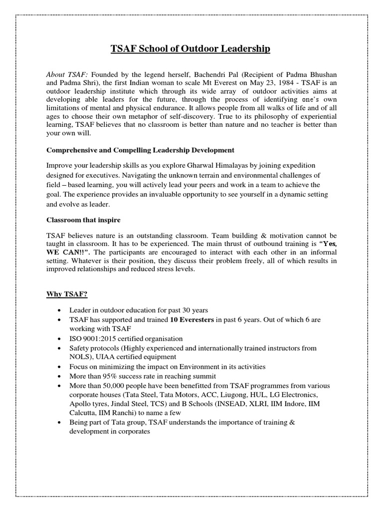 TSAF Proposal (1) - Compressed | PDF | Leadership | Decision Making