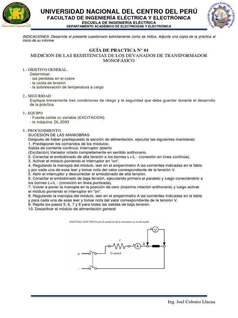 Guias de Practicas - Laboratorio Maquinas I | PDF | Corriente eléctrica | Transformador