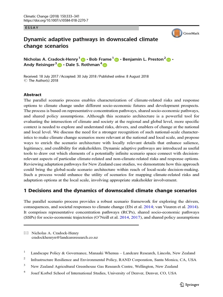 Dynamic Adaptive Pathways in Downscaled Climate Change Scenarios | PDF ...