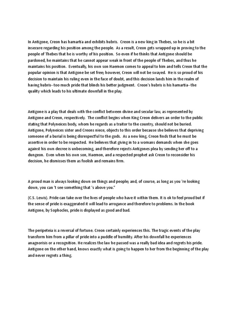 Creon's Hubris and Downfall: Pride Blinds the King in Sophocles ...