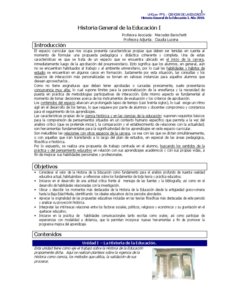 Historia De La Educacion I 1 Pdf Pdf Edades Medias Evaluación
