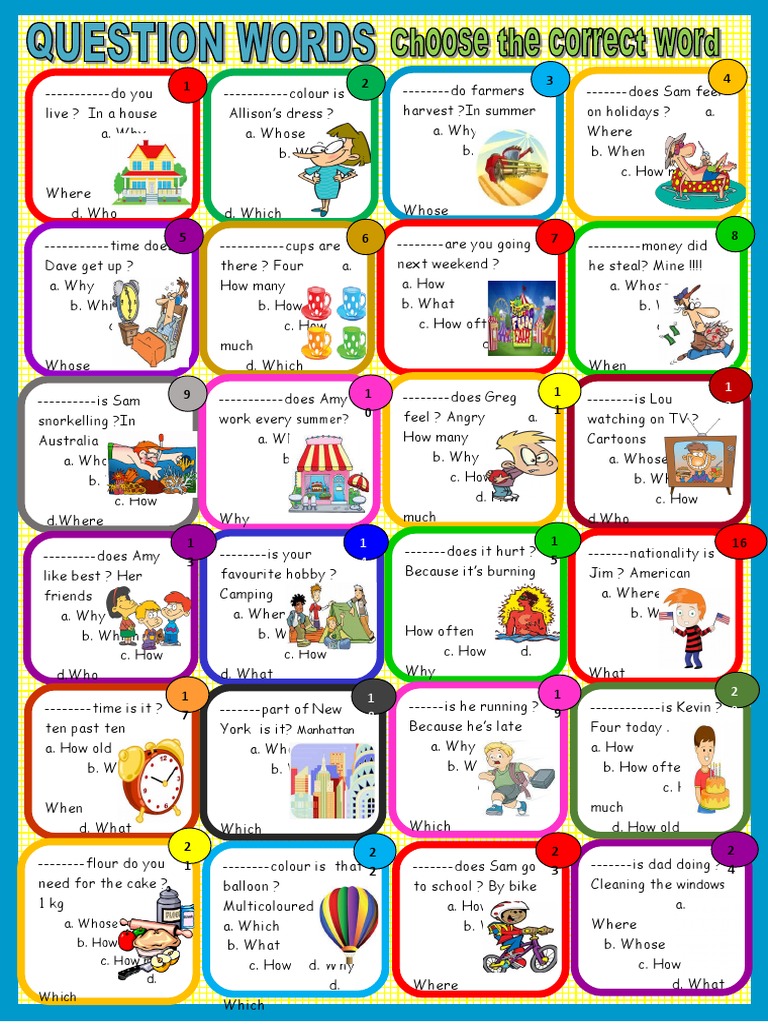 Question Words Multiple Choice | PDF