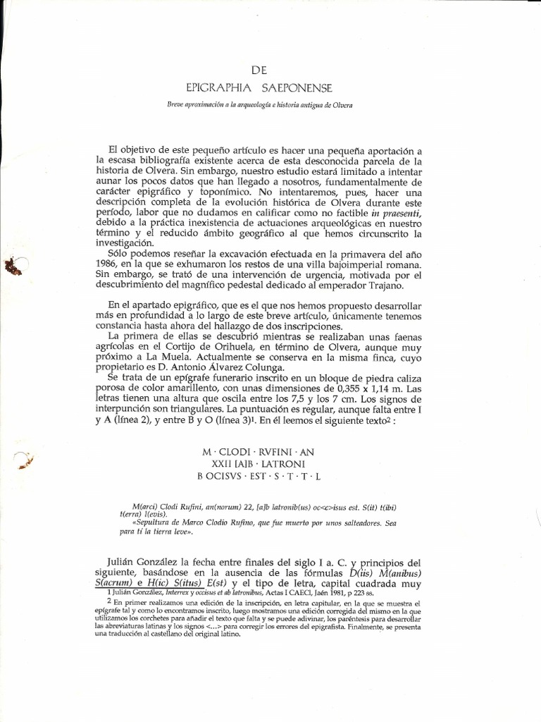 De Epigraphia Saeponense | PDF