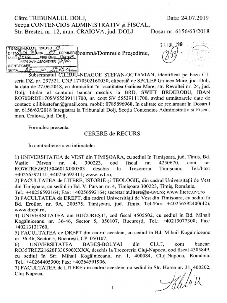 Cilibiu Neagoe Stefan Octavian Recurs | PDF