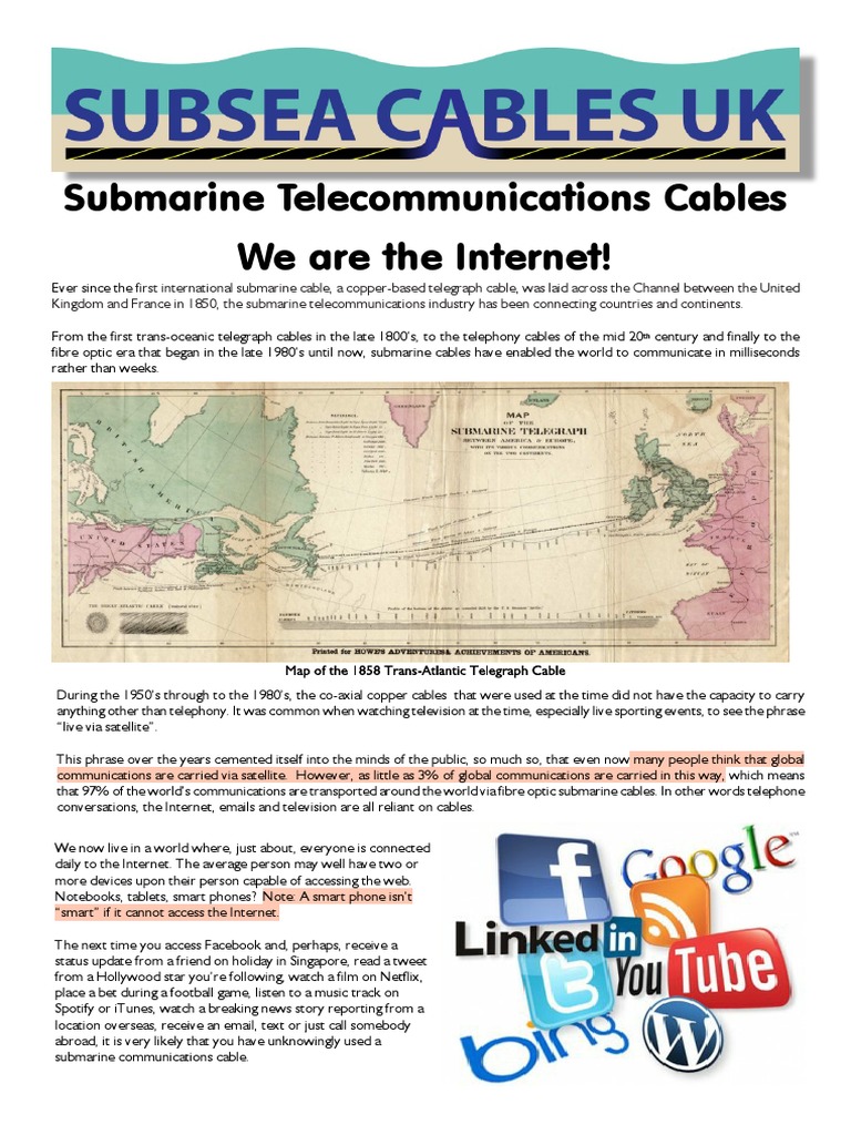 Submarine Telecommunications Cables We Are The Internet! | PDF ...