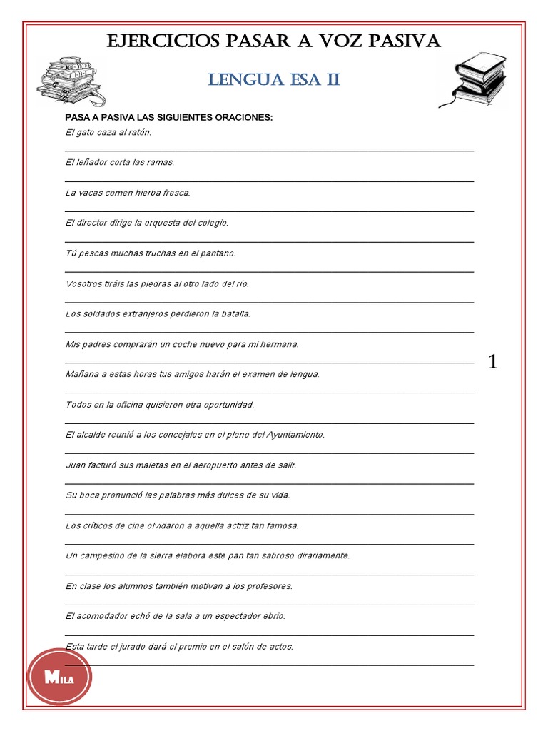Oraciones de Activa a Pasiva