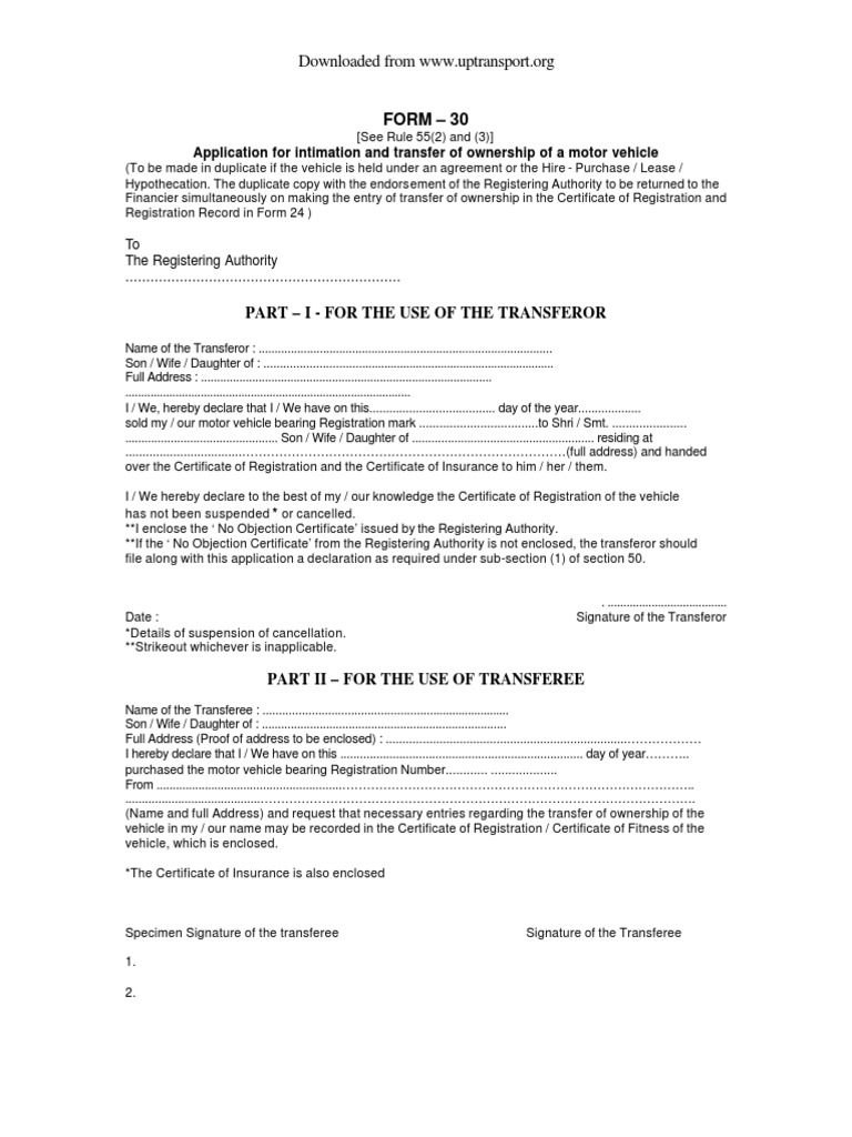 Transfer of Motor Vehicle Ownership Form | PDF | Seal (Emblem) | Common Law
