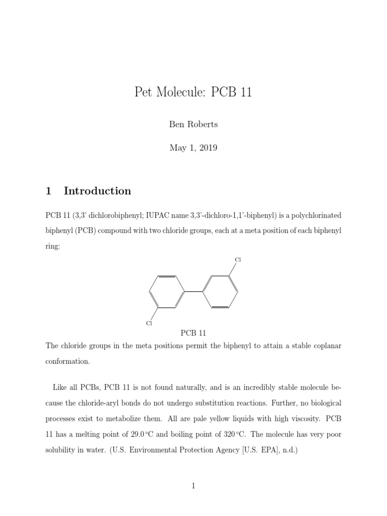 Pet Molecule: PCB 11: Ben Roberts May 1, 2019 | PDF | Polychlorinated ...