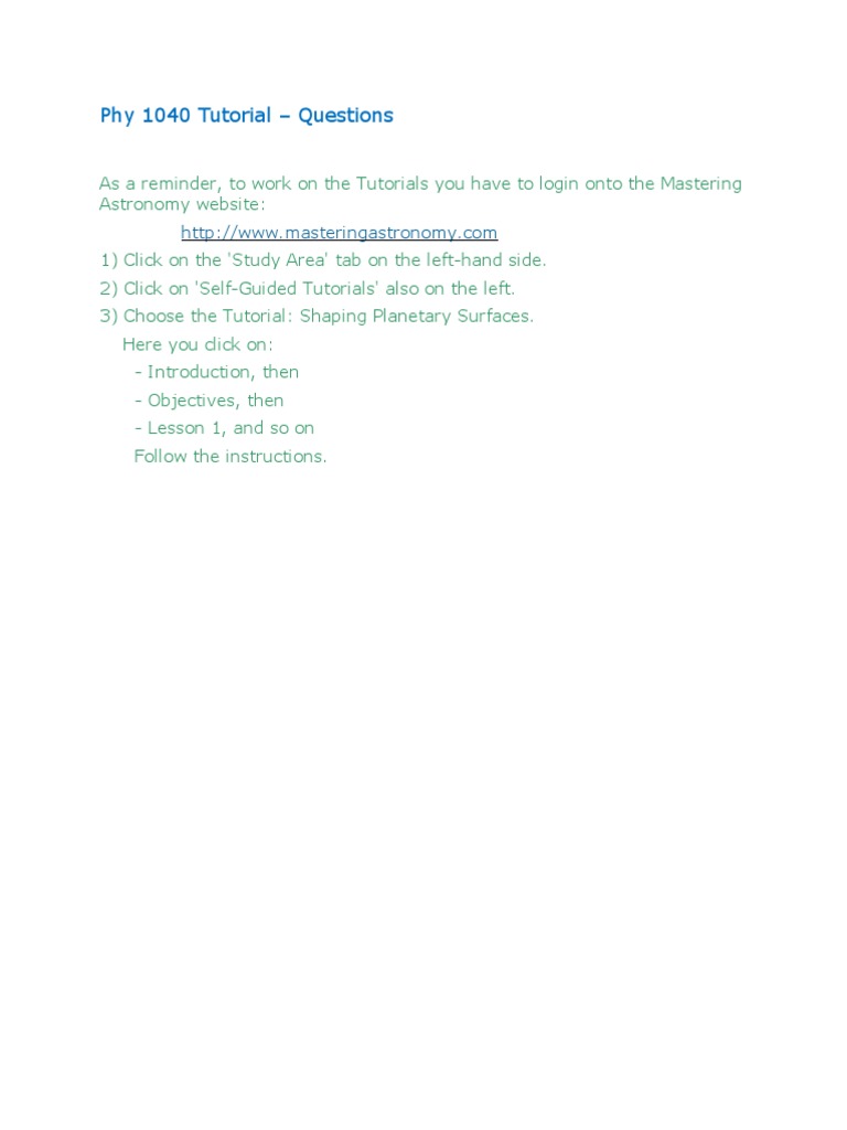 Phy 1040 Tutorial - Questions | PDF