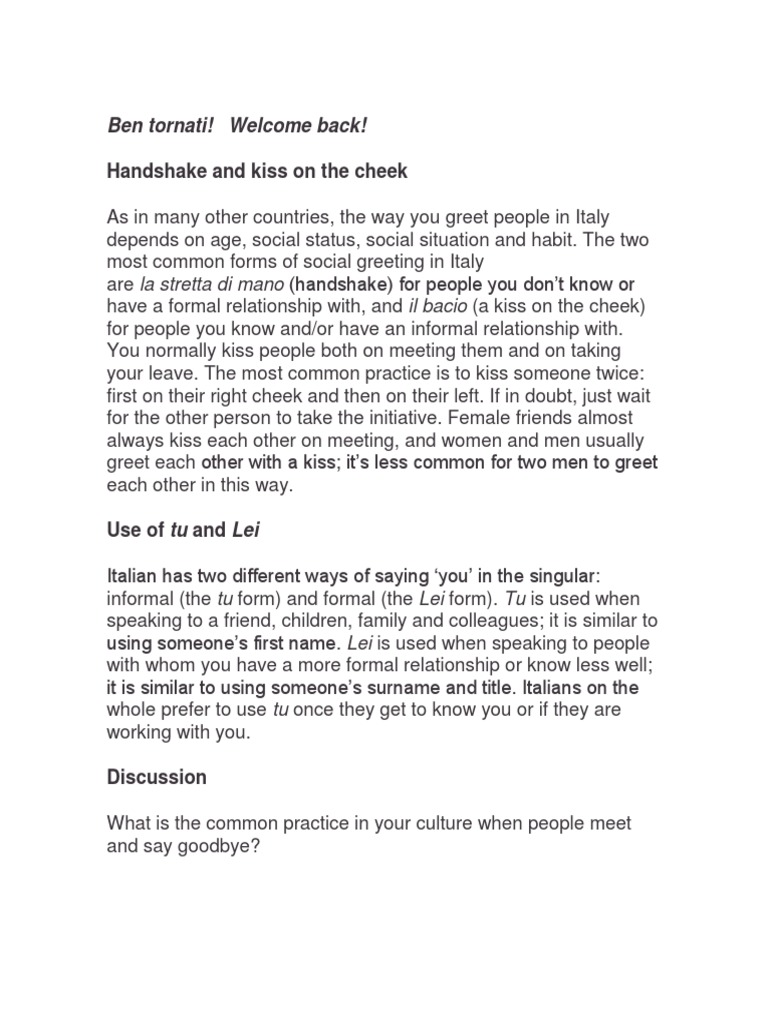 Italian Greetings and Introductions | PDF | Linguistics | Human ...
