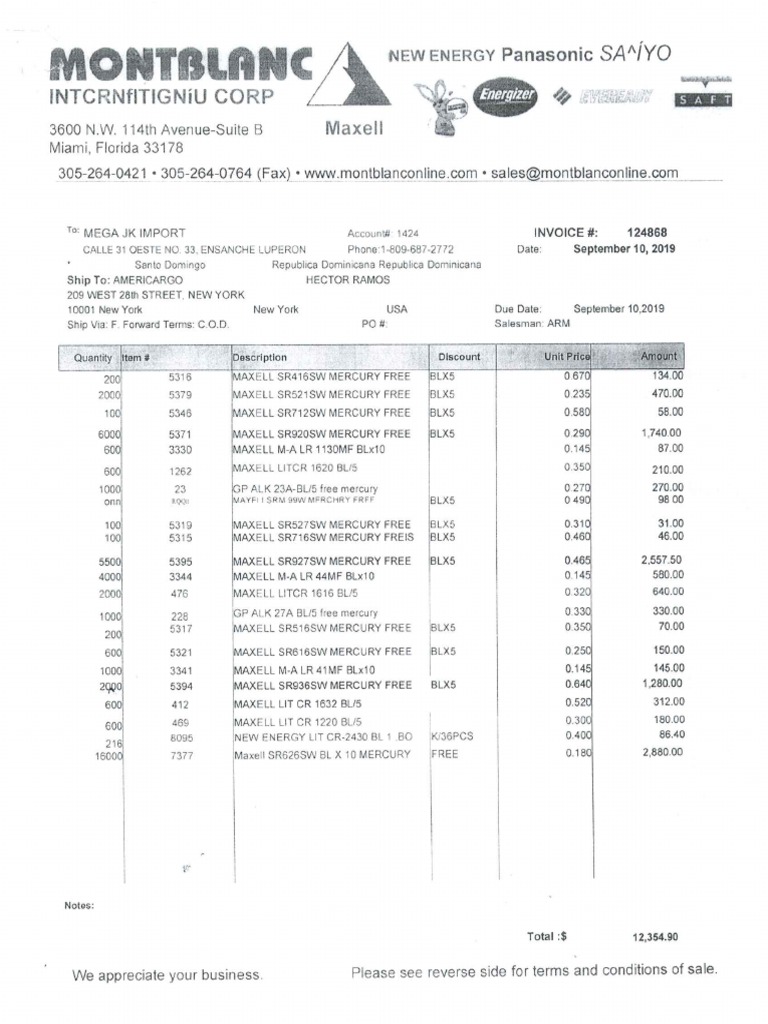Invoice Mont Blanc | PDF