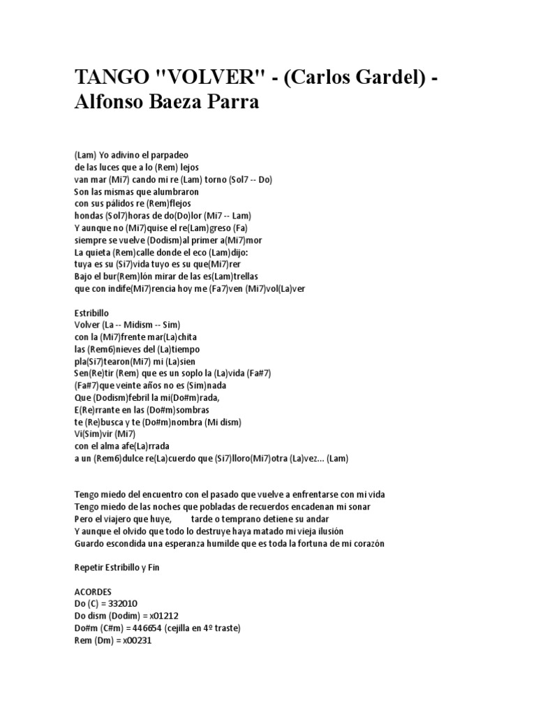 Tango "Volver" de Carlos Gardel | PDF | Entretenimiento (general)
