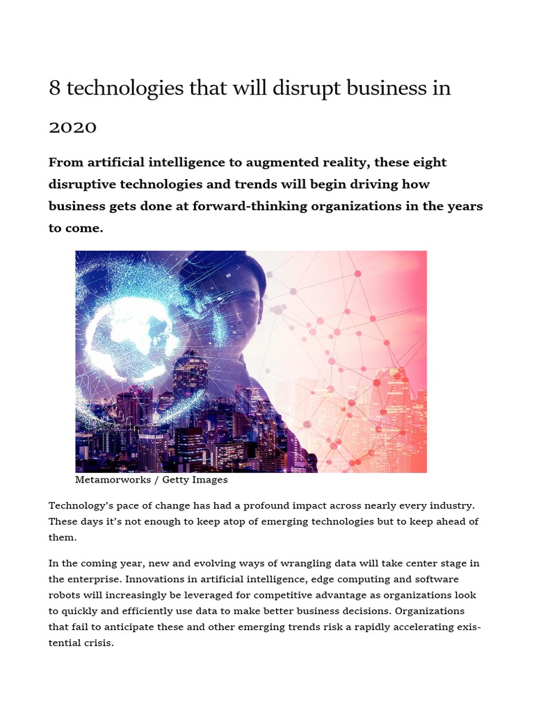 8 Technologies That Will Disrupt Business in 2020 | PDF