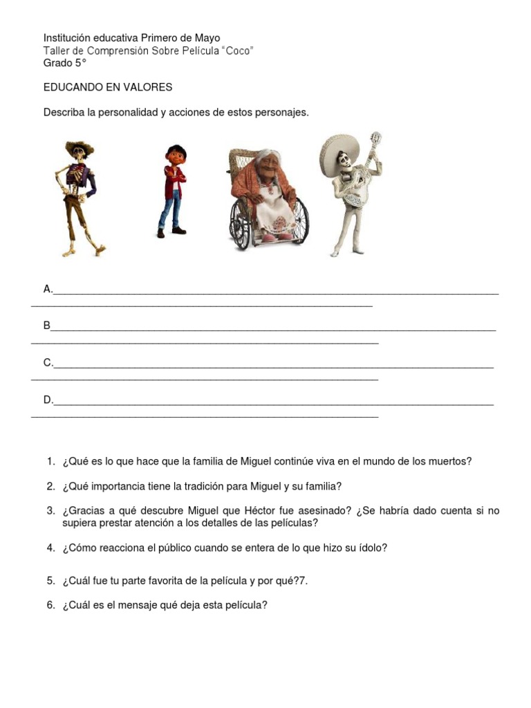 Taller Pelicula Coco | PDF