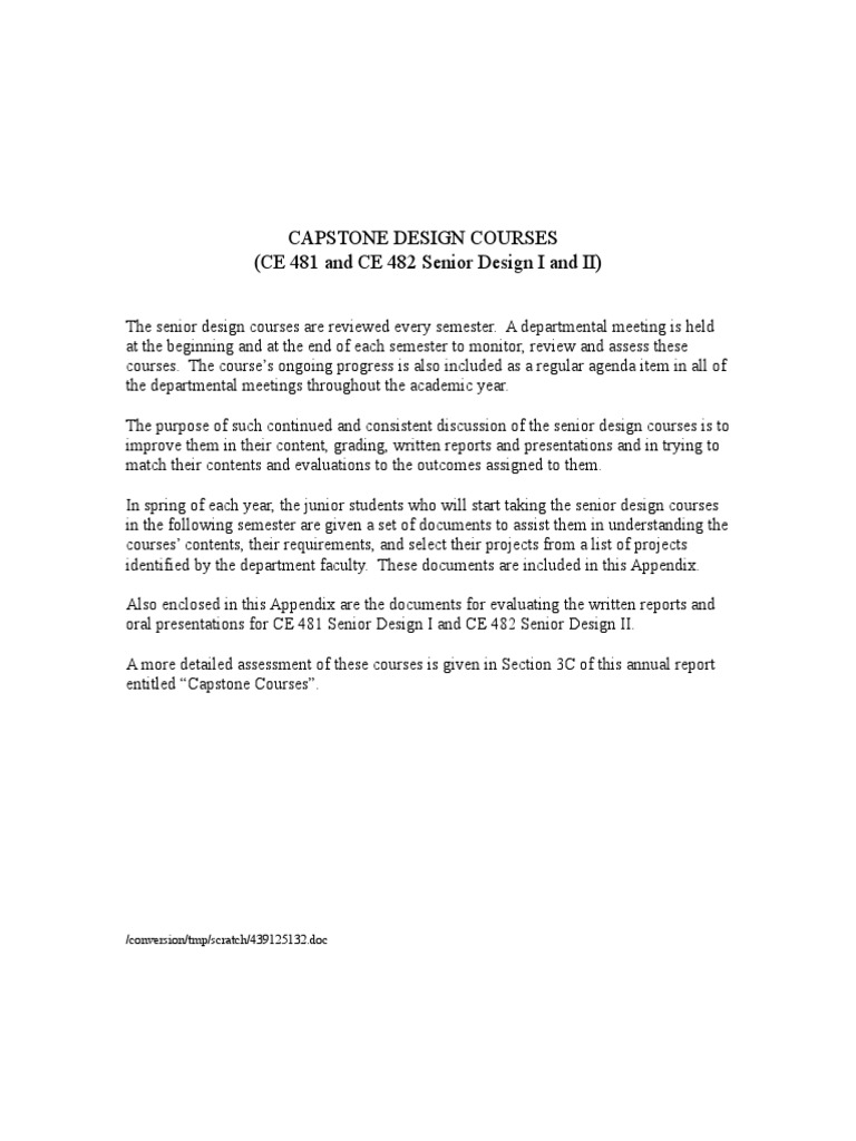 Capstone Design Course Summary | PDF | Career & Growth | Business