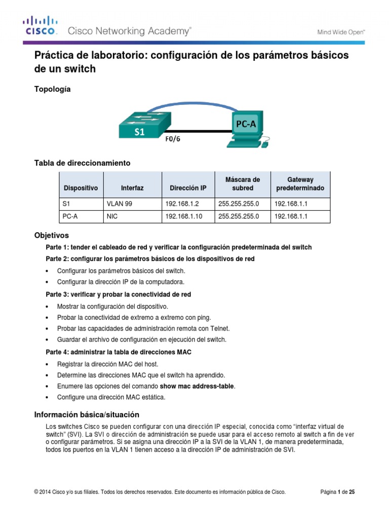 2 1 1 6 Lab Configuring Basic Switch Settings Pdf Conmutador De