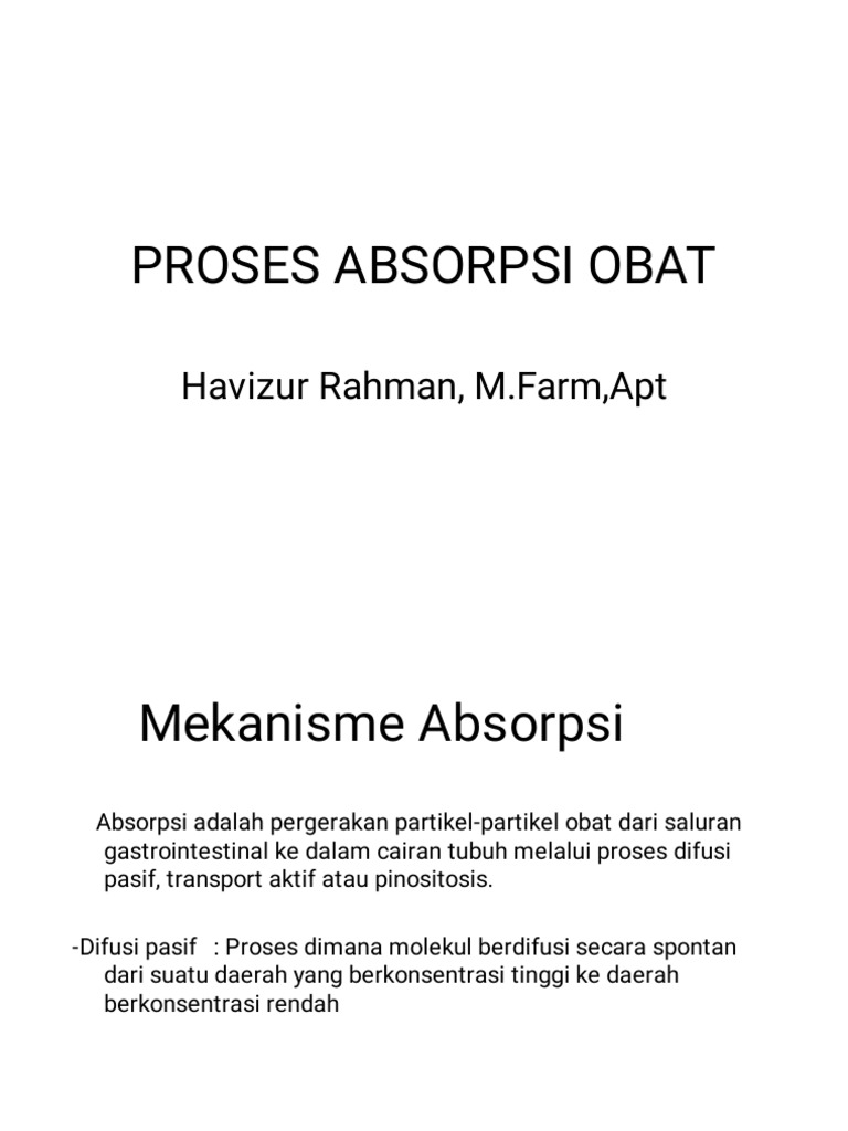Proses Absorpsi Obat | PDF