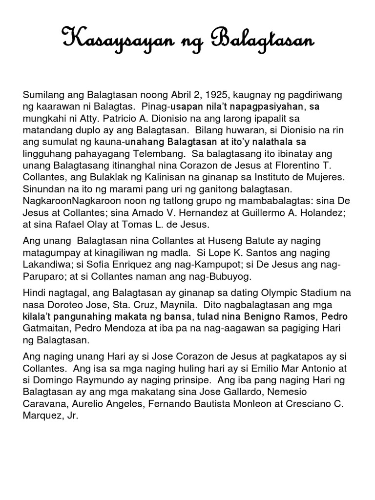 Kasaysayan NG Balagtasan | PDF
