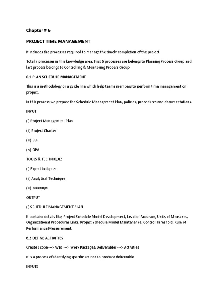 PMBOK Project Time Management Overview | PDF | Project Management ...