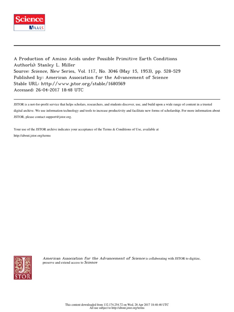 A Production of Amino Acids Under Possible Primitive Earth Conditions | PDF