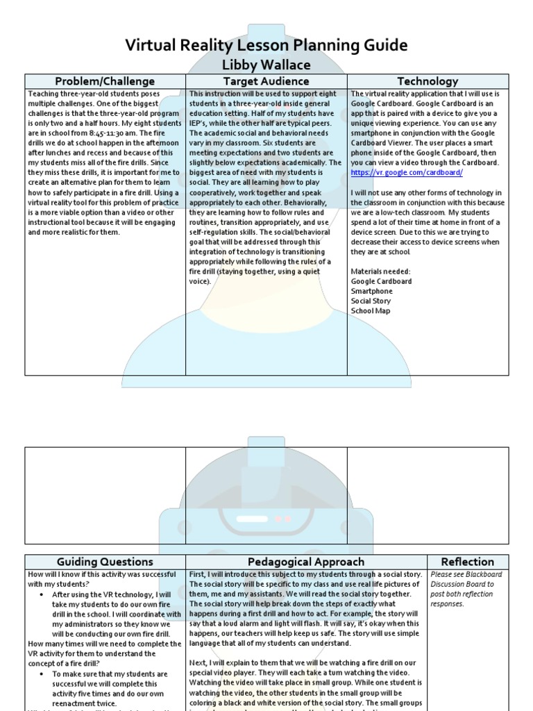 Virtual Reality Lesson Planning Guide: Libby Wallace | PDF | Pedagogy ...