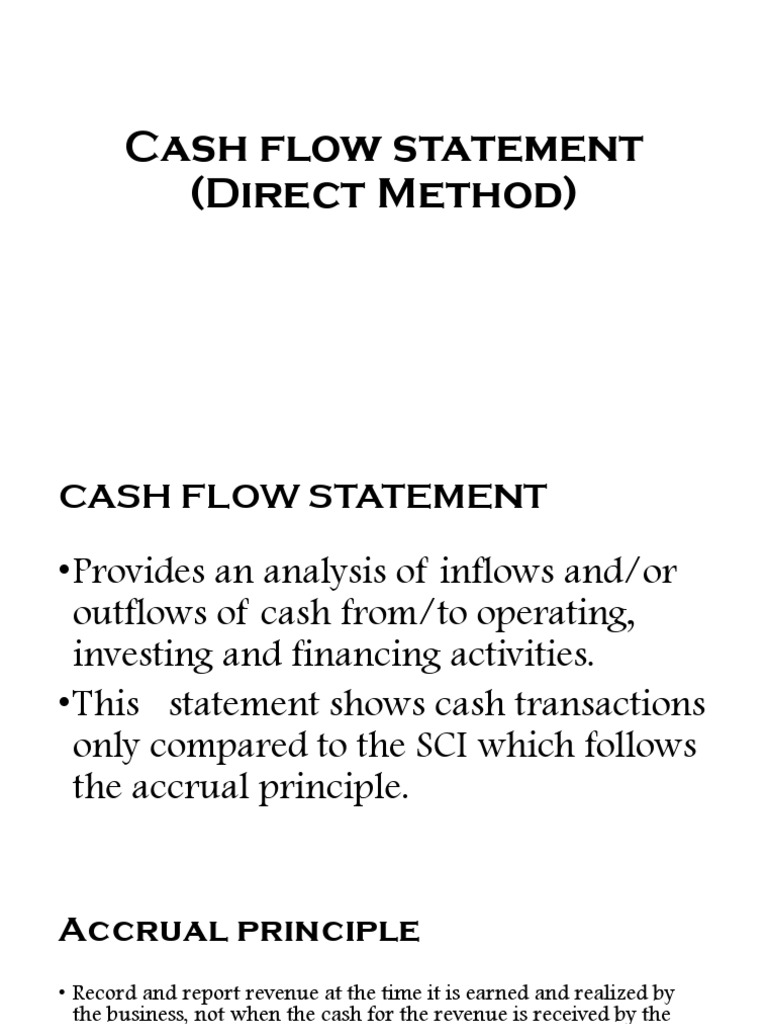 Cash Flow Statement (Direct Method) | PDF | Cash Flow Statement | Revenue