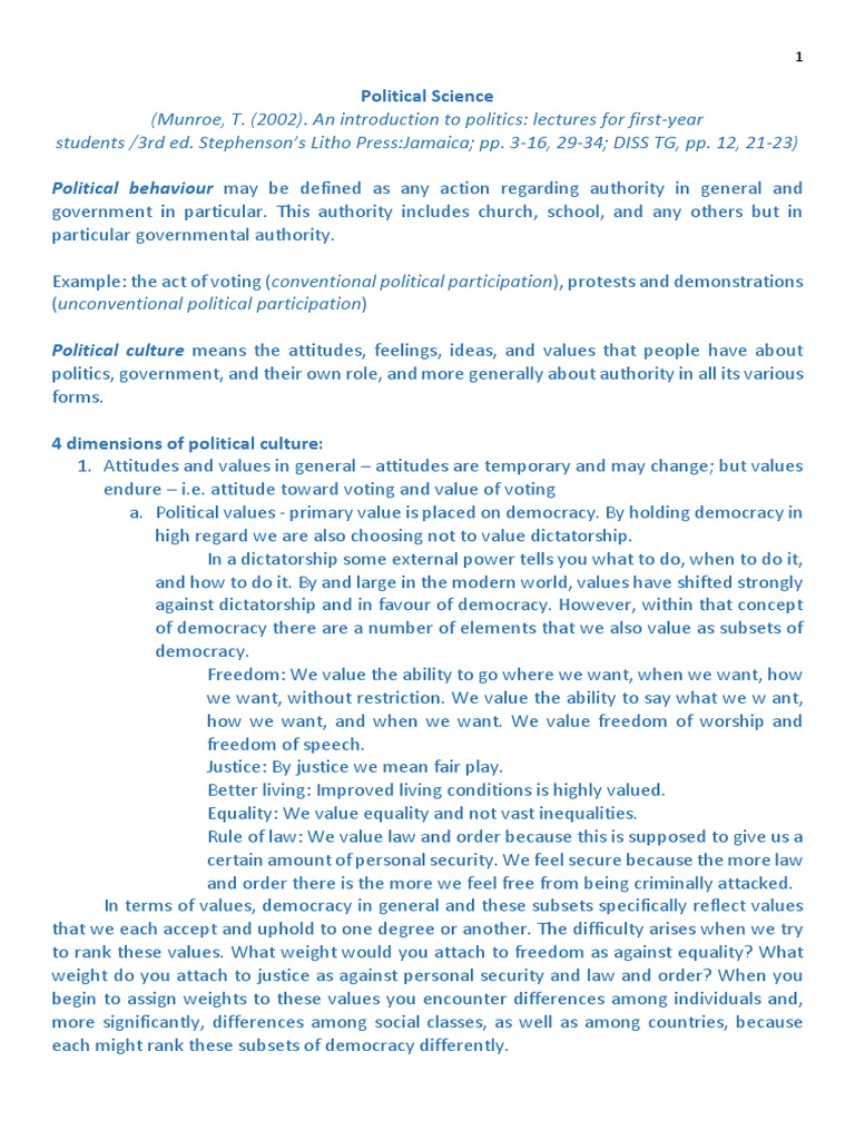 Political Science Fact Sheet | PDF | Socialization | Leadership