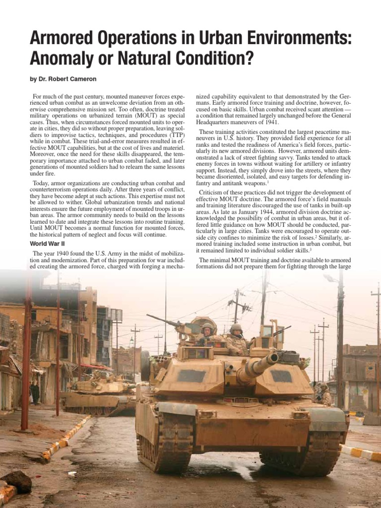 Armor & Urban Ops | PDF | Urban Warfare | Combined Arms