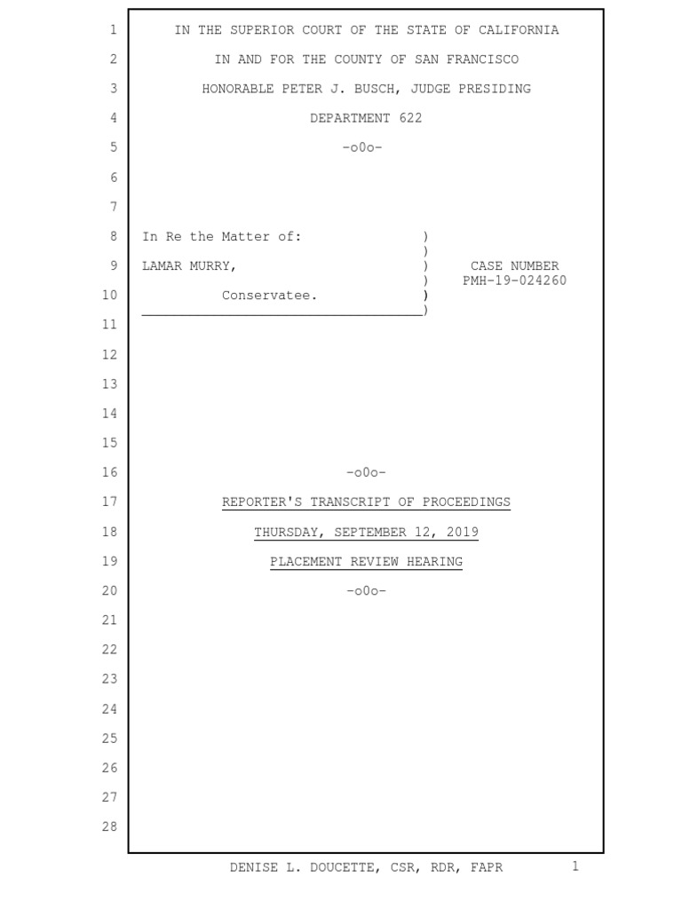 Placement Review Hearing for Lamar Murry | PDF | Conservatorship | Justice