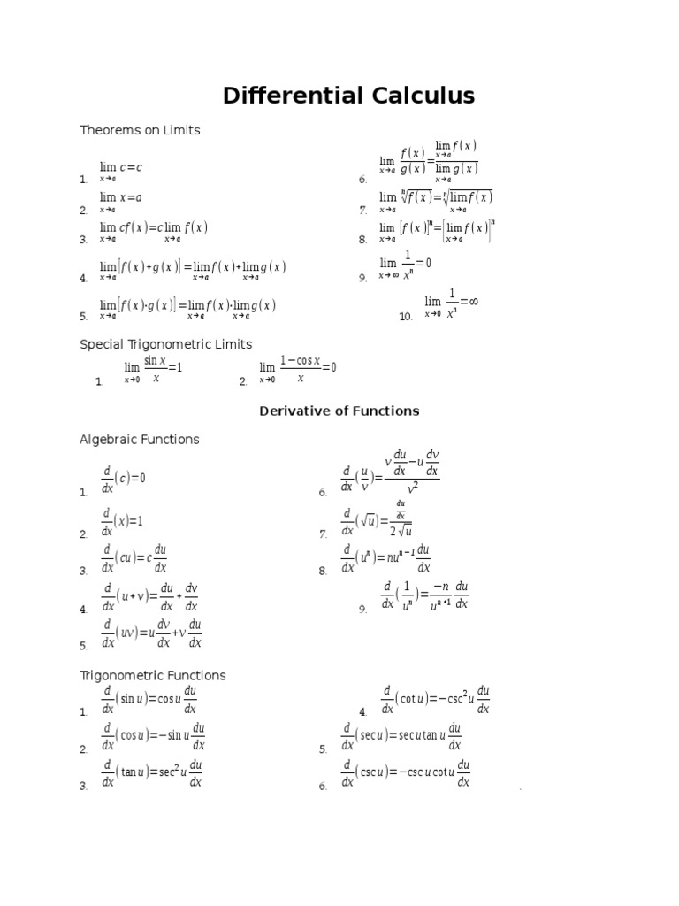 Formulas in Differential Calculus | PDF | Combinatorics | Special Functions