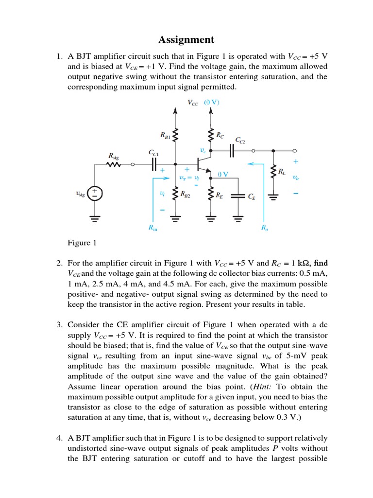 Assignment 4 Download Free Pdf Bipolar Junction Transistor Amplifier