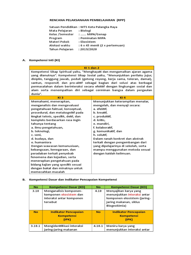 Contoh RPP Model Perpaduan. | PDF