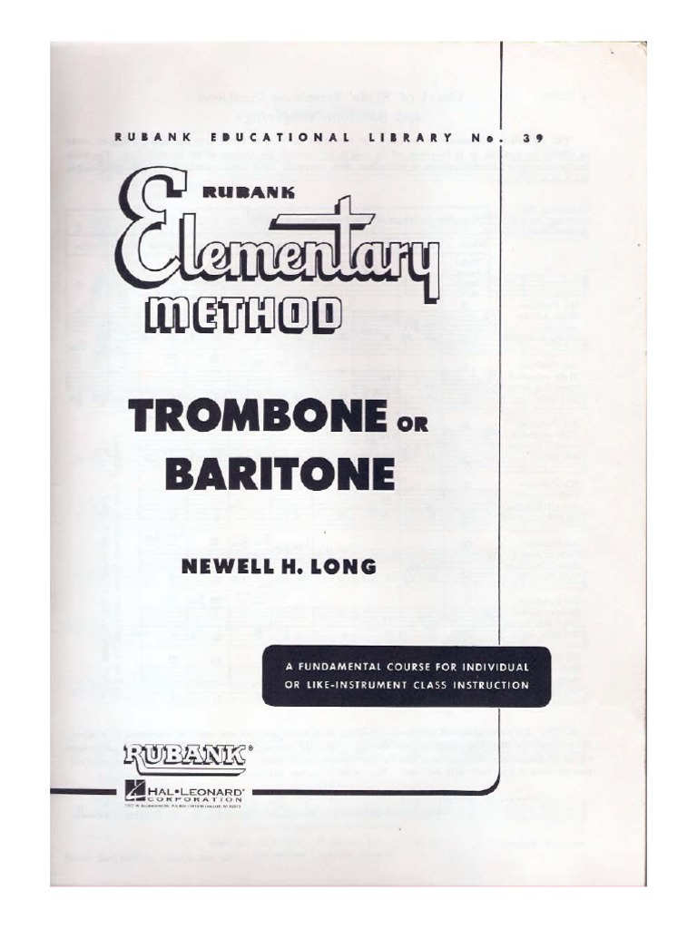 RUBANK Trombone Elementary Method Complete PDF | PDF