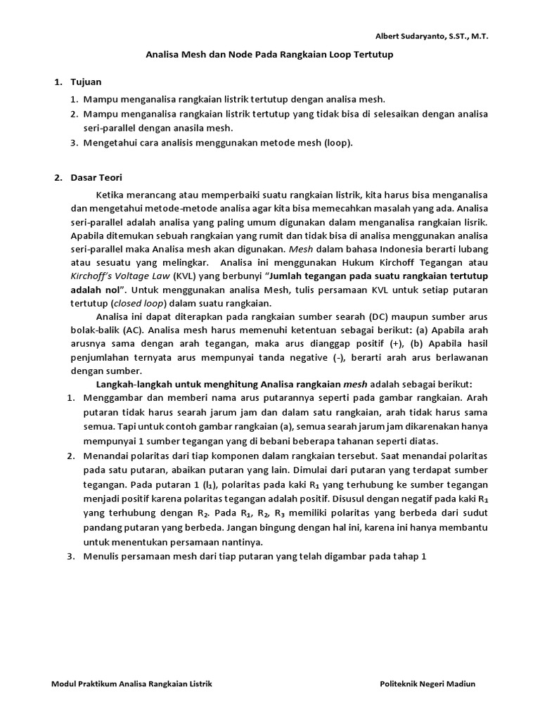 Analisa Mesh Dan Node Pada Rangkaian Loop | PDF
